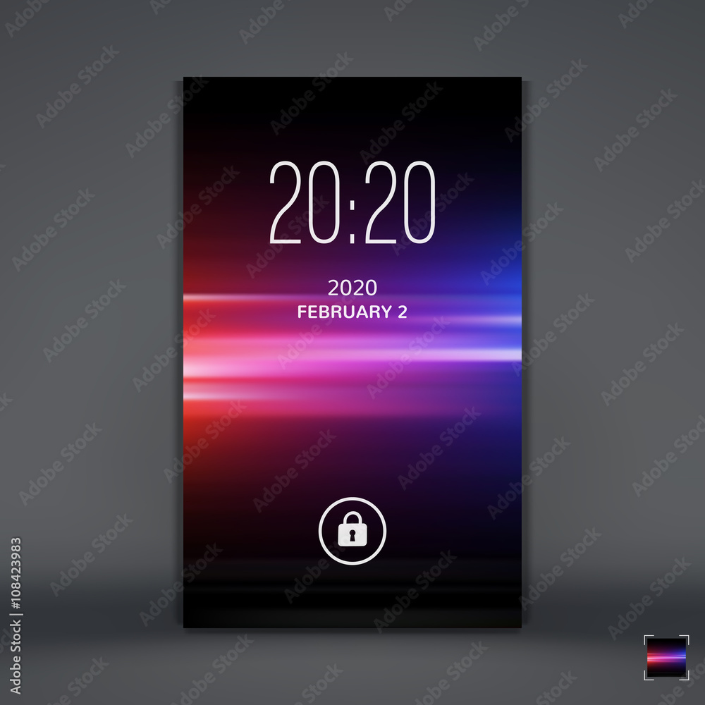 Modern Lock Screen for Mobile Apps. Mobile Wallpaper. Vector ...