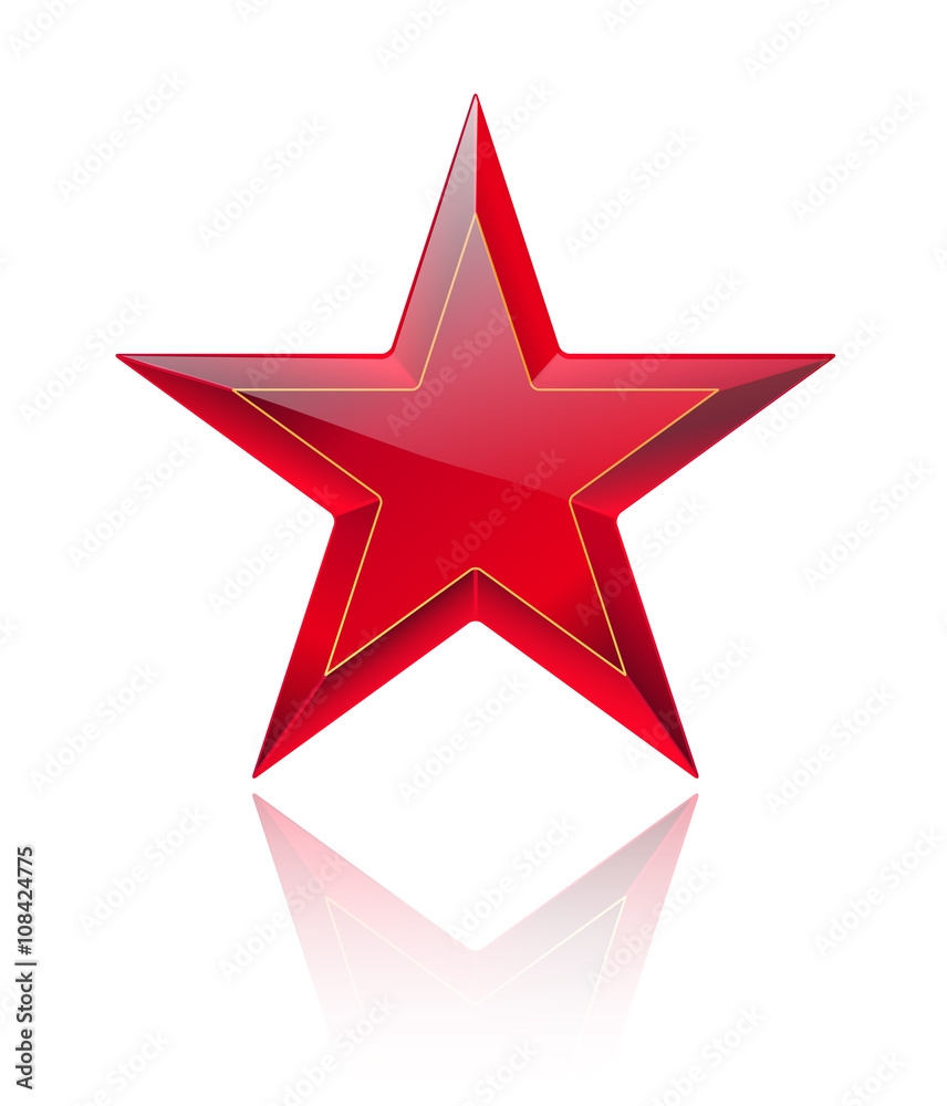 red shiny and glossy red star on white with reflection Stock Vector ...