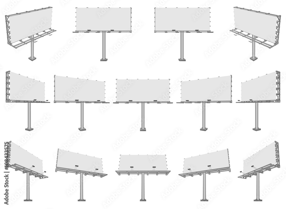 Set of different perspectives advertising construction for outdoor ...