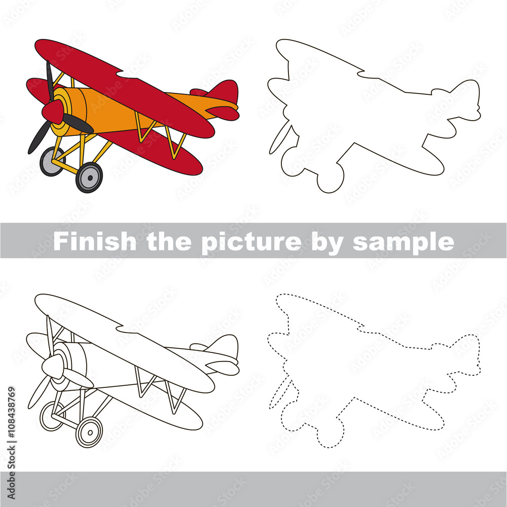 Biplane. Drawing worksheet. Stock Vector | Adobe Stock