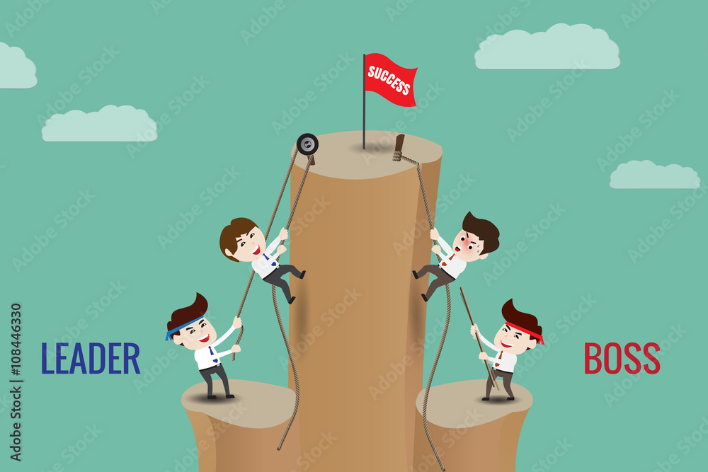 The difference between leader and boss, template Stock Vector | Adobe Stock