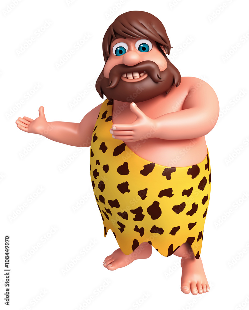 Cartoon caveman with pointing pose Stock Illustration | Adobe Stock