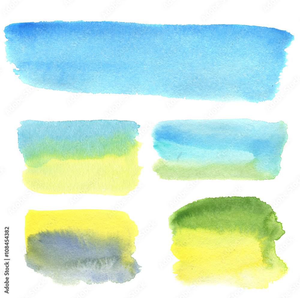 Watercolor hand-draw banners for design and background. Artistic ...