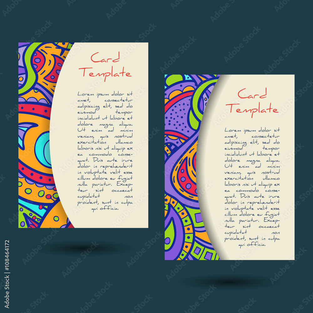 Vector set of boho paisley card template designs, perfect for brochure ...