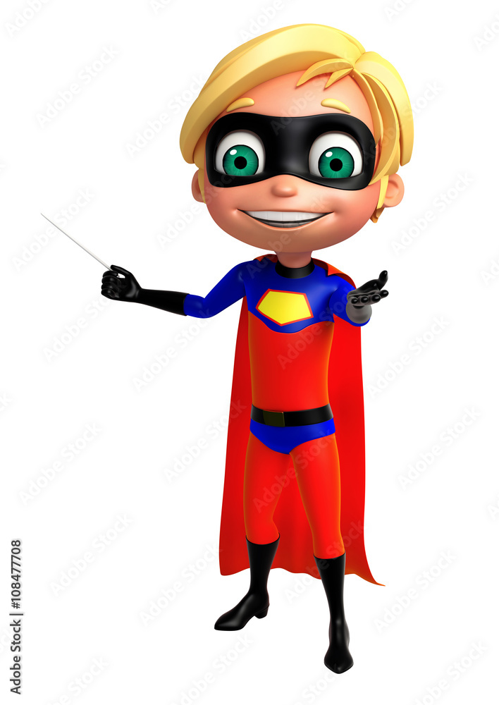 cute boy as a superhero pointing pose Stock Illustration | Adobe Stock