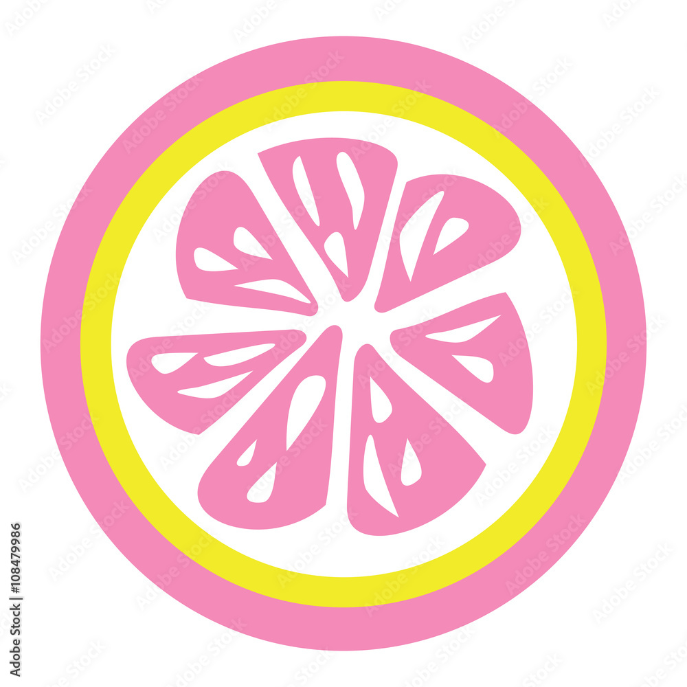 Pink lemon with yellow isolated on white background Stock Vector ...
