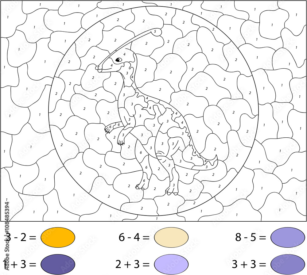 Cartoon Parazaurolof. Color by number educational game for kids Stock ...