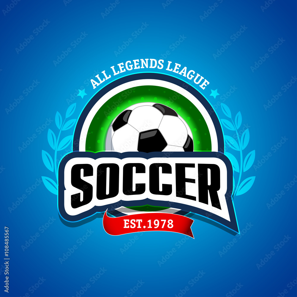 Circle Soccer, football logo. Green, red and dark blue soccer football ...