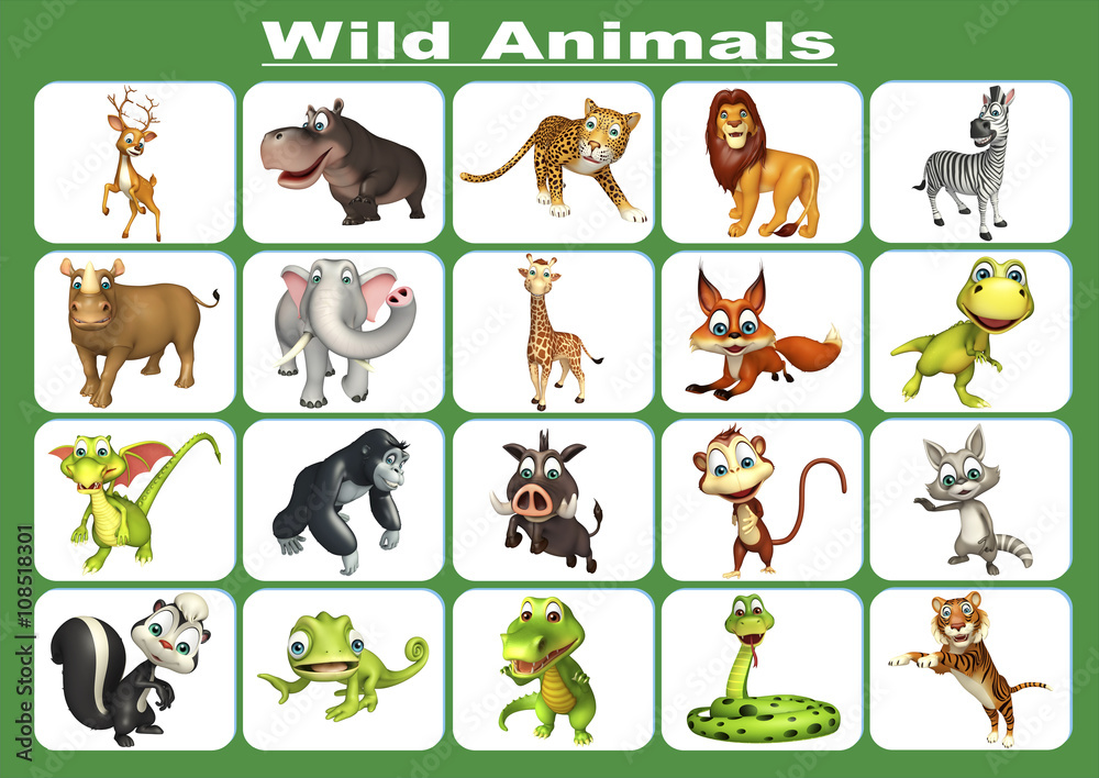 wild animal chart Stock Illustration | Adobe Stock