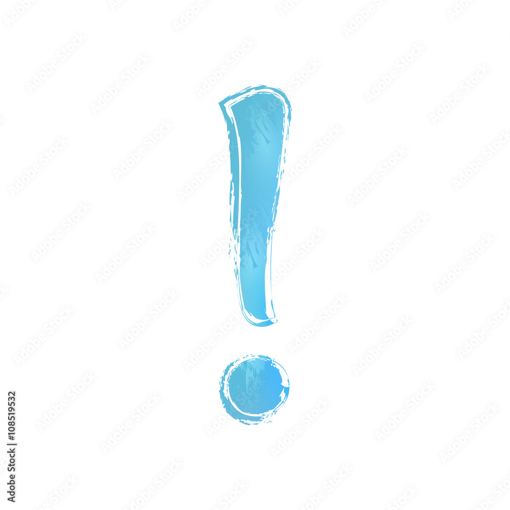 Watercolor blue exclamation point. Hand drawn watercolor exclamation ...