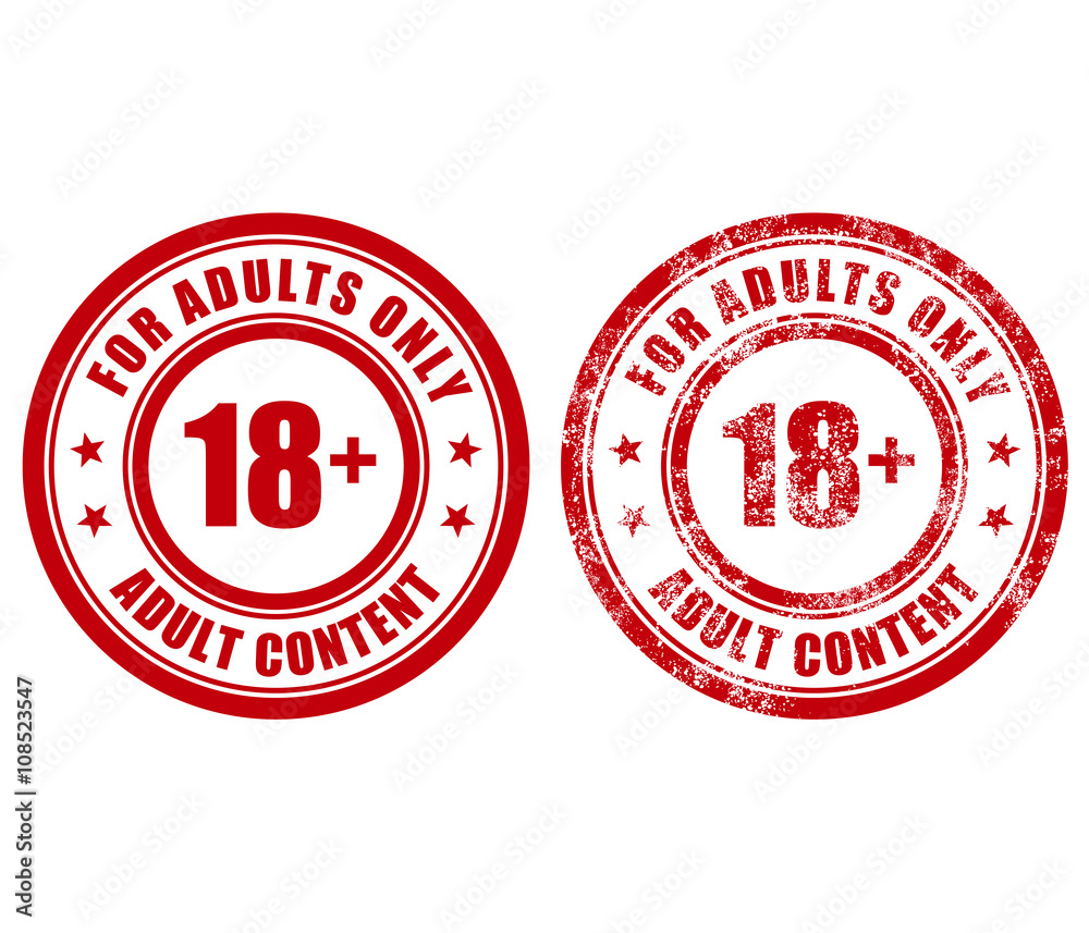 Adult only sign - age restriction, shabby stamp Stock Vector | Adobe Stock