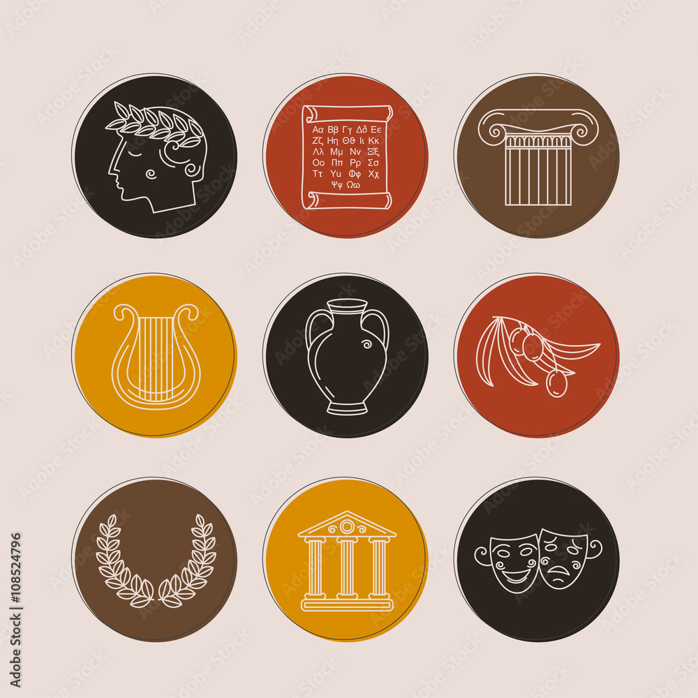 Set of vector images on the theme of ancient Greece. They can be used ...