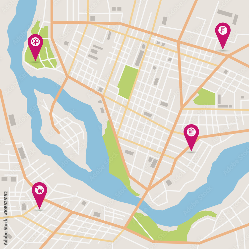 Vector city map Stock Vector | Adobe Stock