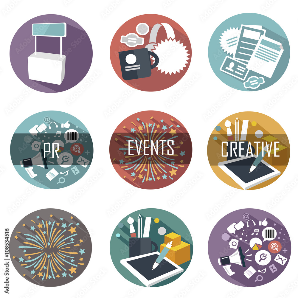 Modern flat icons vector collection of web design objects Stock ...