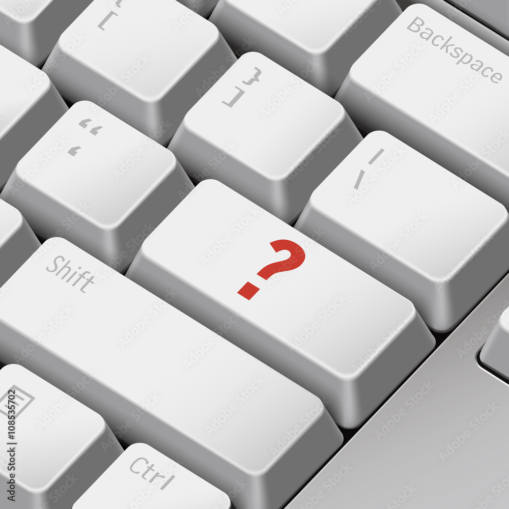 question mark with 3d computer keyboard Stock Vector | Adobe Stock