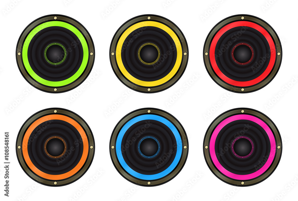 vector set of colored speaker Stock Vector | Adobe Stock
