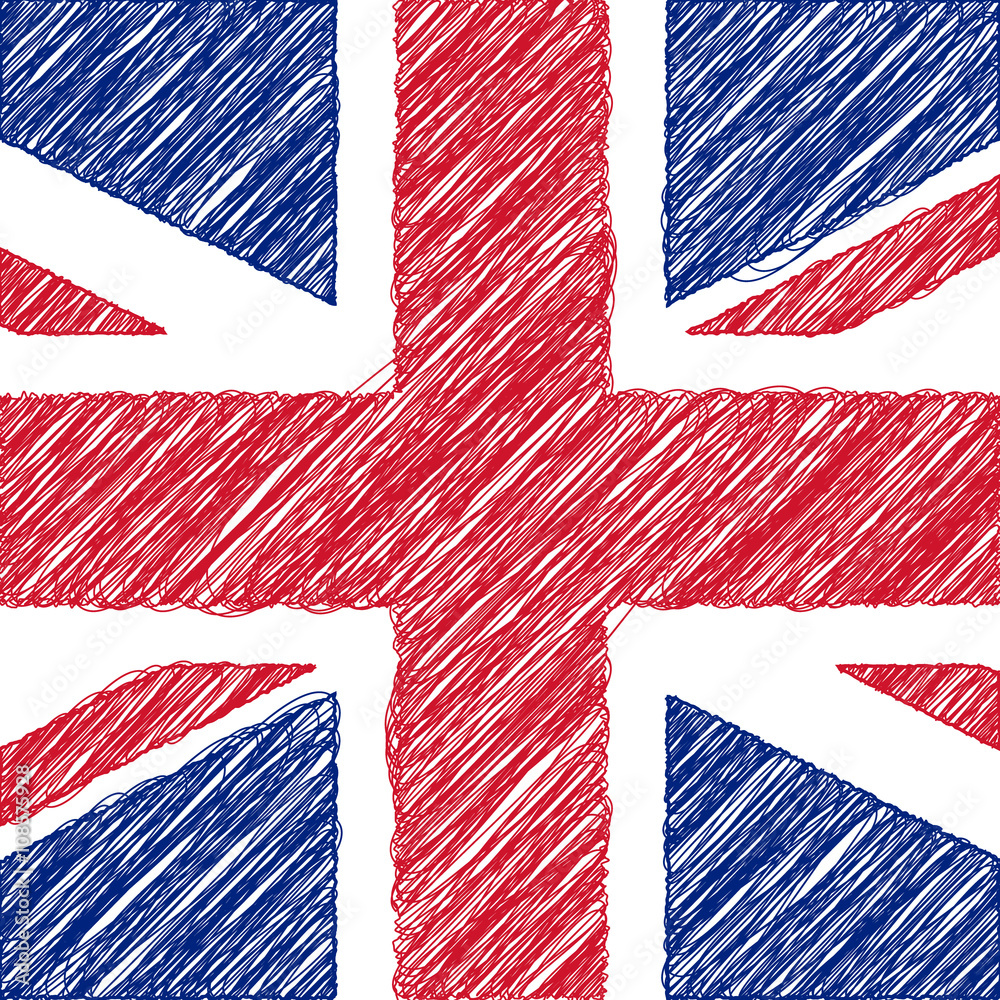 Flag of UK, pencil drawing vector illustration. Stock Vector | Adobe Stock