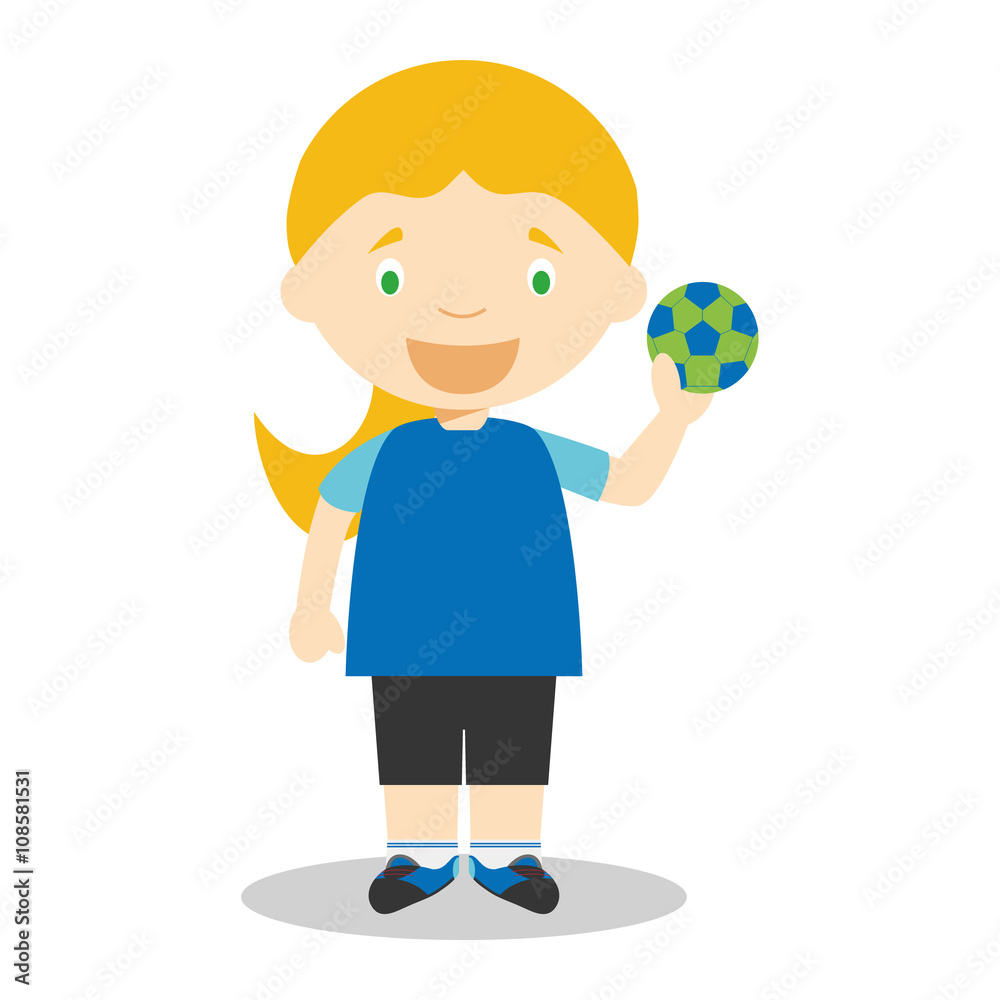 Sports cartoon vector illustrations: Handball (female) Stock Vector ...