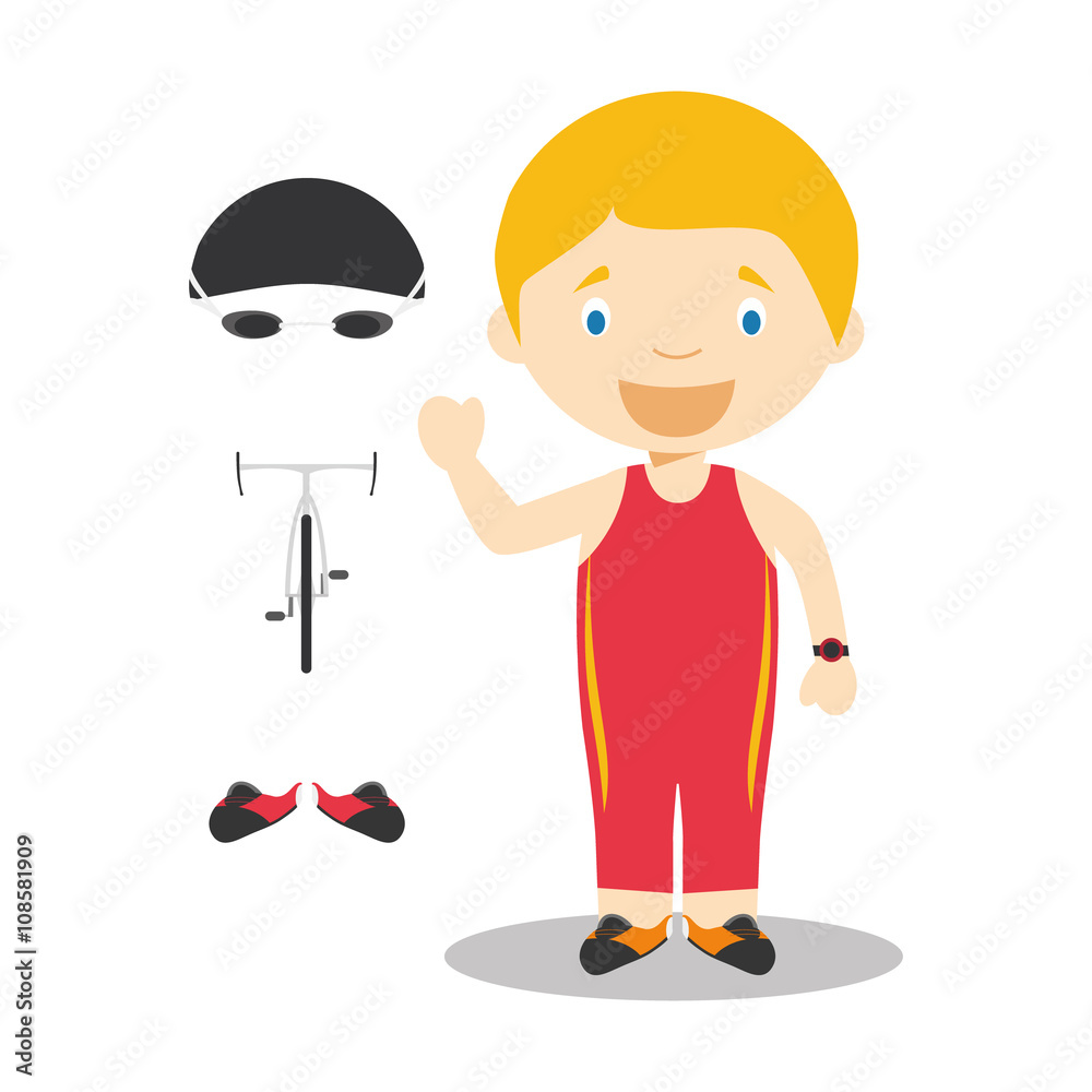 Sports cartoon vector illustrations: Triathlon Stock Vector | Adobe Stock