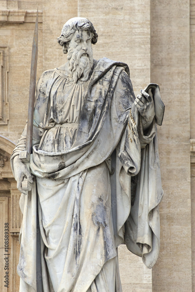 Statue of St. Paul in St. Peters Square (Rome, Italy) Stock Photo ...