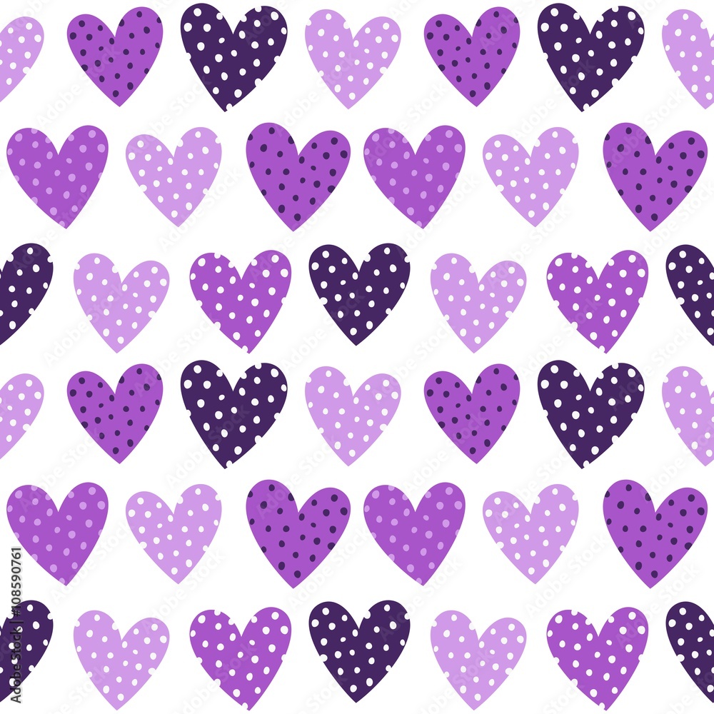 Cute Purple Hearts With Dots Seamless Pattern Stock Vector | Adobe Stock