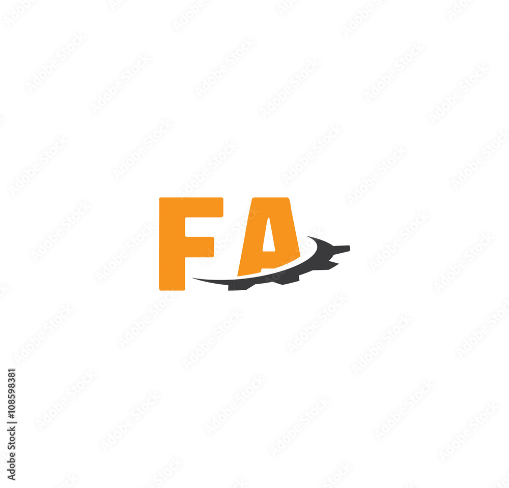 fa alphabet with swoosh gears Stock Vector | Adobe Stock