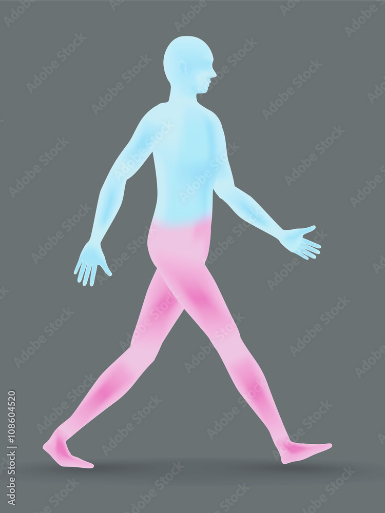 walking human body silhouette, side view, vector illustration Stock ...