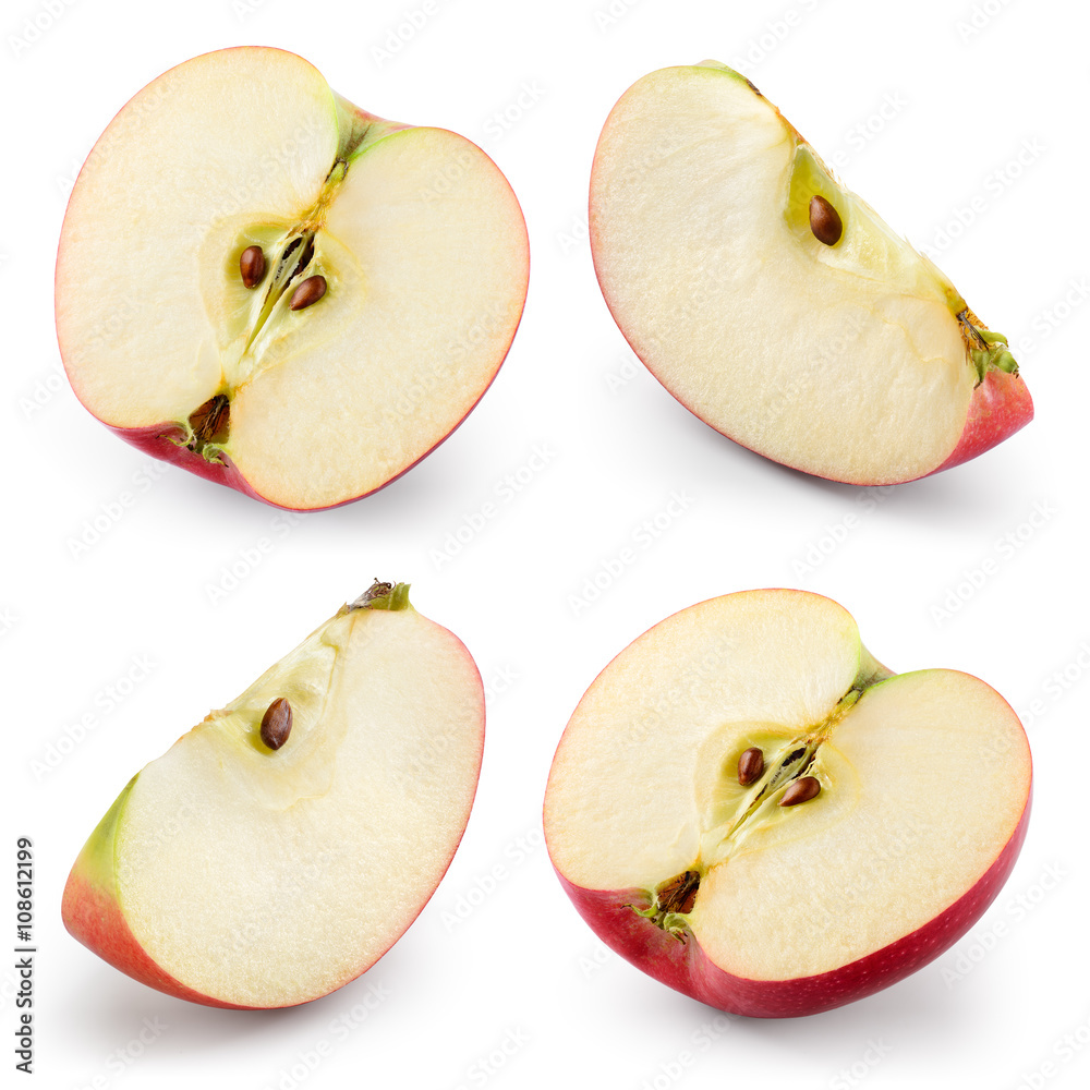 Apple slices isolated on white. Collection. With clipping path Stock ...