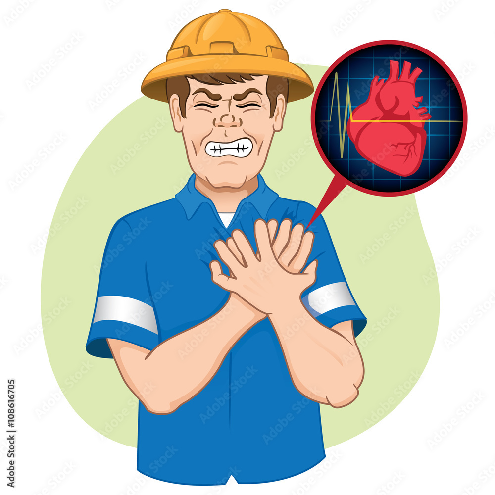 Illustration is first aid, employee suffering a heart attack, CPR Stock ...
