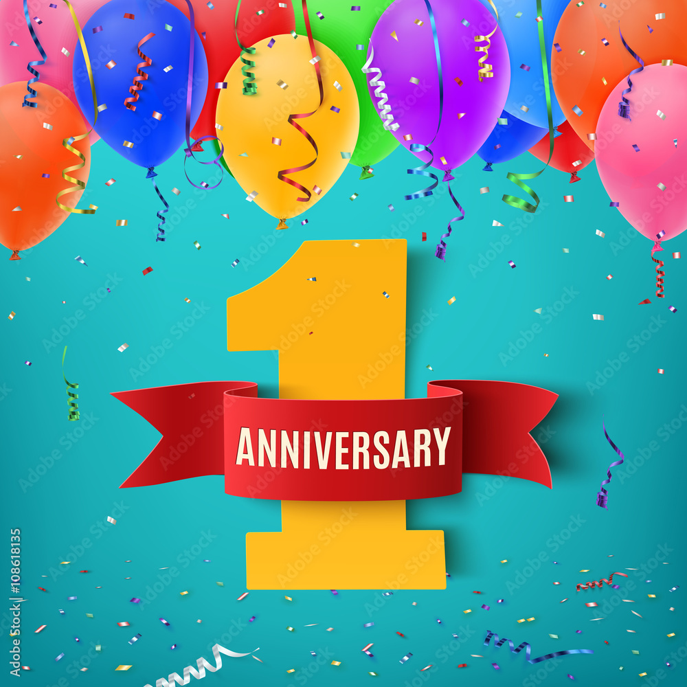 One year anniversary celebration background. Stock Vector | Adobe Stock