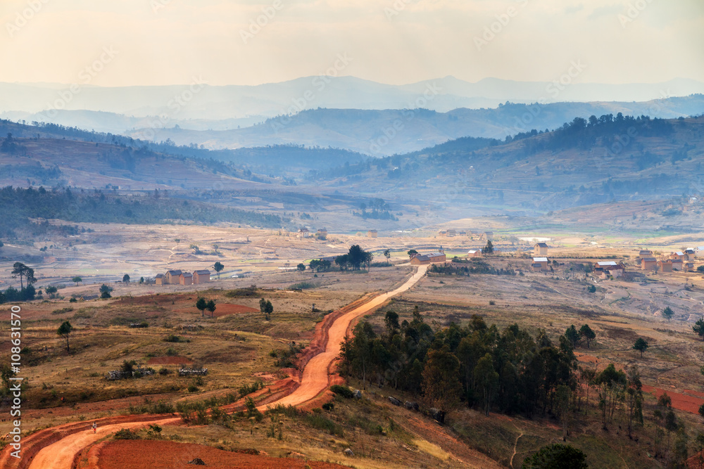 Typical view on the current landscape of Madagascar where deforestation ...