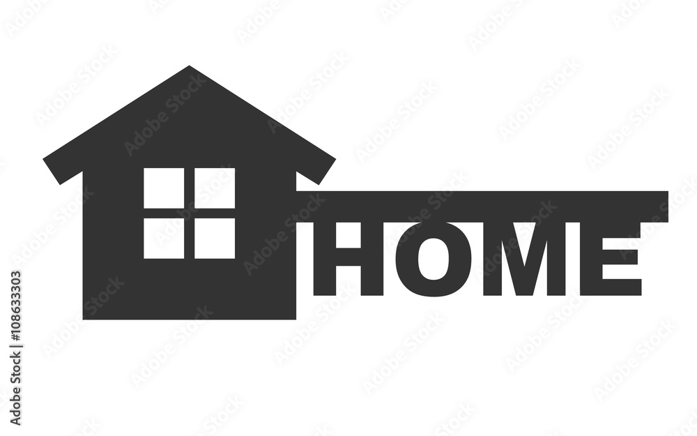 Symbol of home like key and text - home. Vector concept house symbol ...