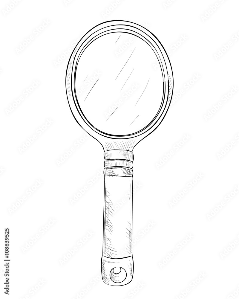 Vector sketch of hand mirror Stock Vector | Adobe Stock