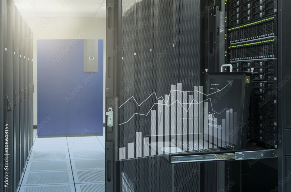 monitor console show virtual graph analysis of server in data ce Stock ...