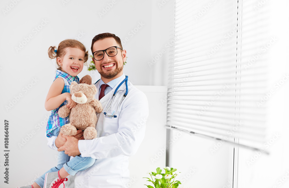 friendly happy male doctor pediatrician with patient child girl Stock ...