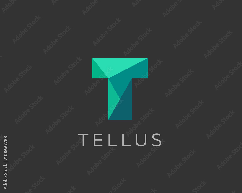 Abstract trend polygon letter T logo design template. Art tech media ...