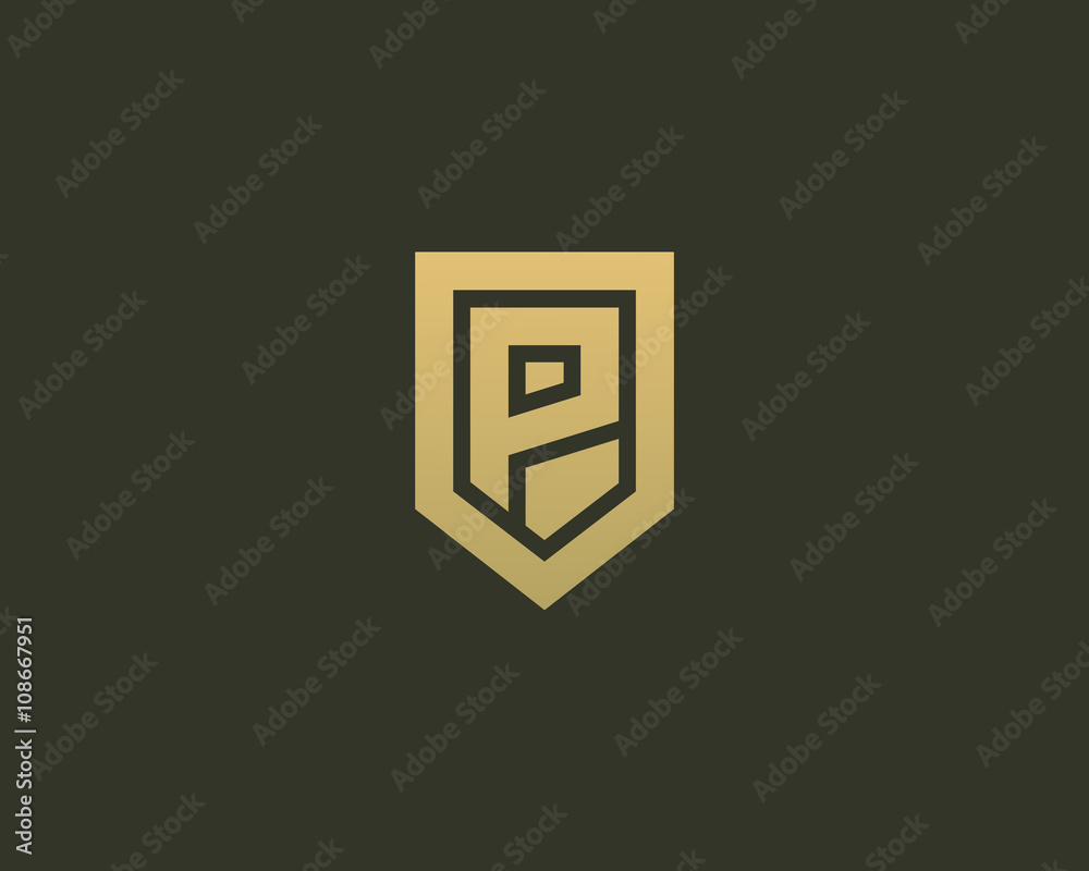 Abstract letter P shield logo design template. Premium nominal monogram ...