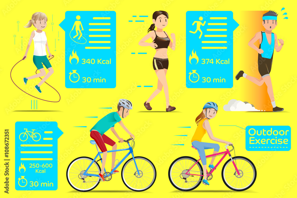 People who exercise outdoors in the city.Info-Graphics for exercise.The ...