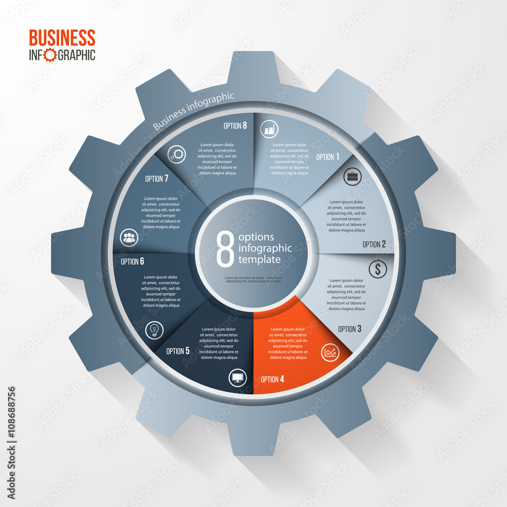 Vector business and industry gear style circle infographic template for ...