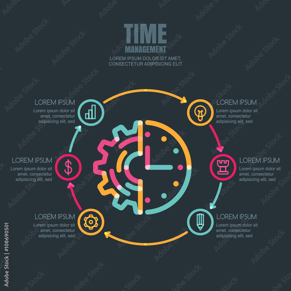 Time management and planning, business infographics design template ...