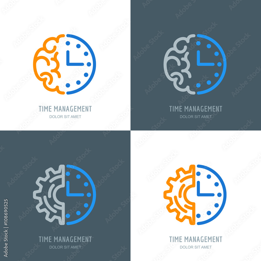 Time management and planning business concept. Vector logo or icons set ...