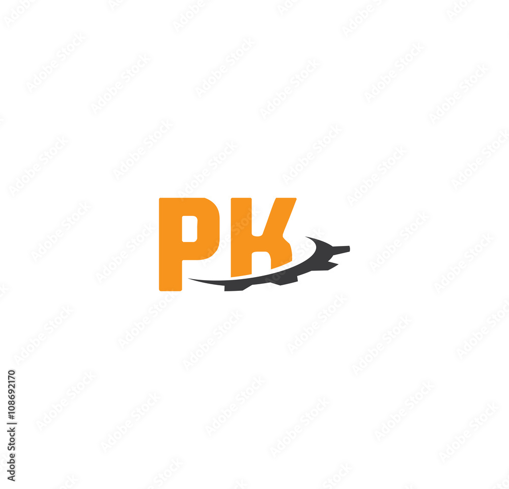 pk alphabet with swoosh gears Stock Vector | Adobe Stock