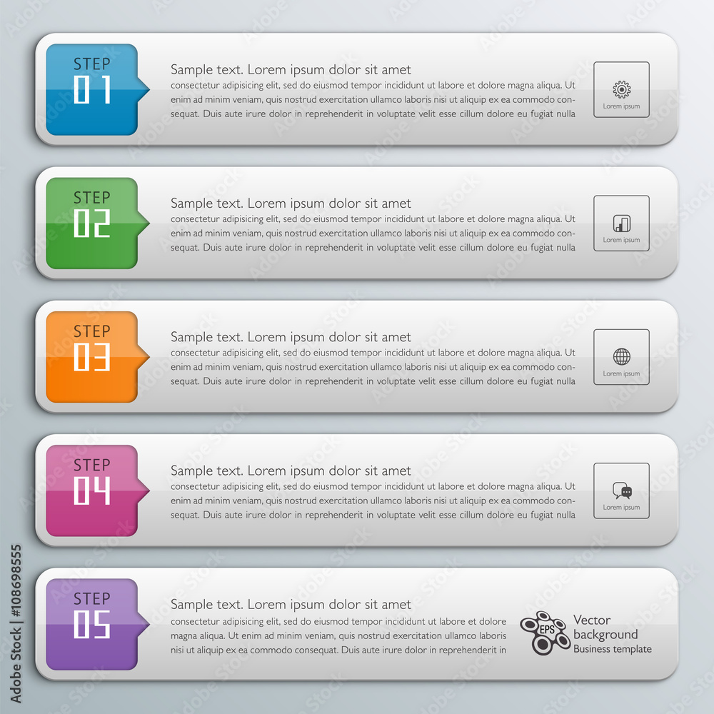 Infographics Web Banner & Label Design #5-Step Process Stock Vector ...