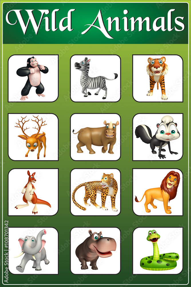 Poster wild animal chart – Wall Art | UkPosters
