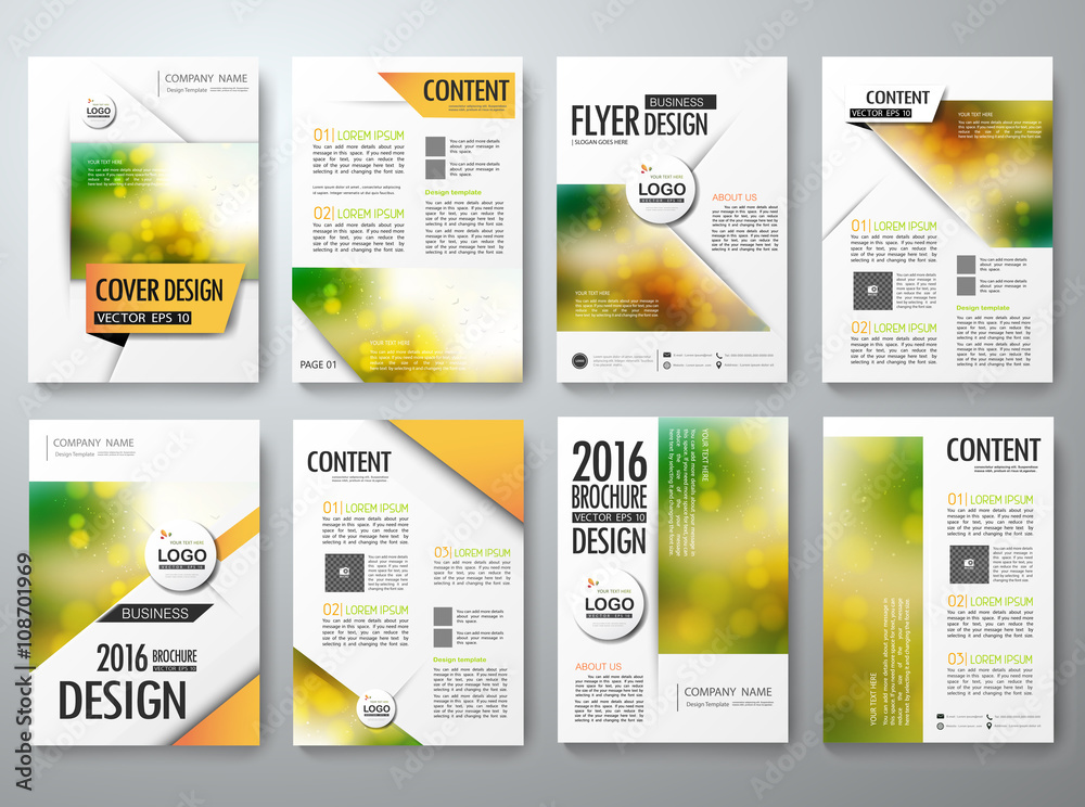 Set of flyers design template vector. Brochures annual reports poster ...