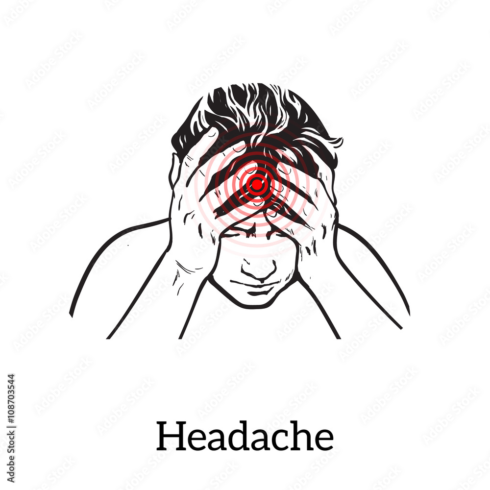 Picture a woman with a headache, vector illustration sketch of a woman ...