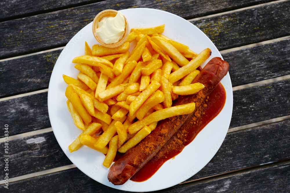 Currywurst mit Pommes Stock Photo | Adobe Stock
