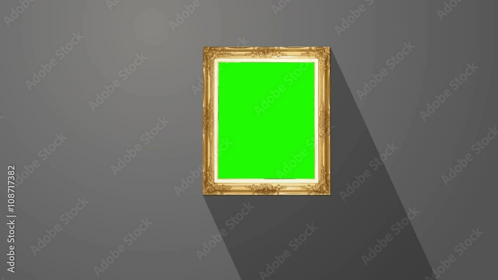 Green screen old style picture wood frame with moving shadow background ...