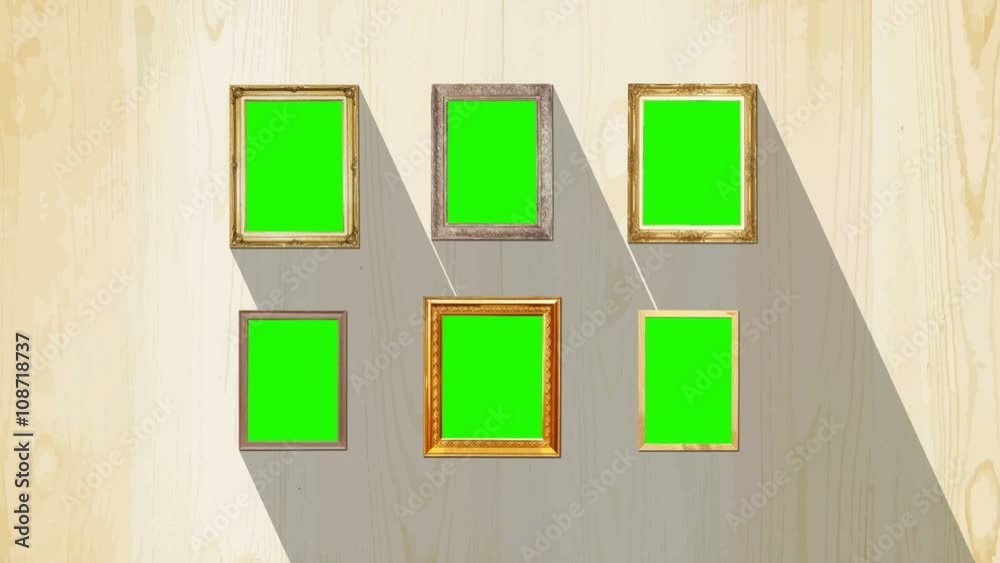 Green screen old style picture wood frame with moving shadow background ...