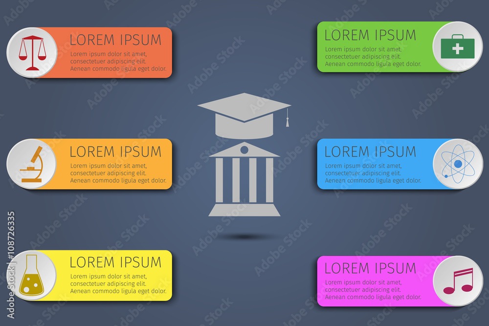 School infographic flat design education and learning banner background ...